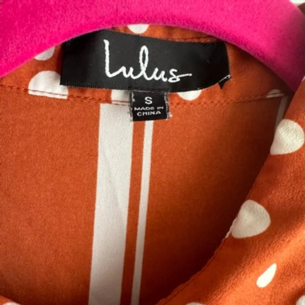 Lulus | Dresses | Lulus Via Dolce Rust Orange Striped Polka Dot Long ...